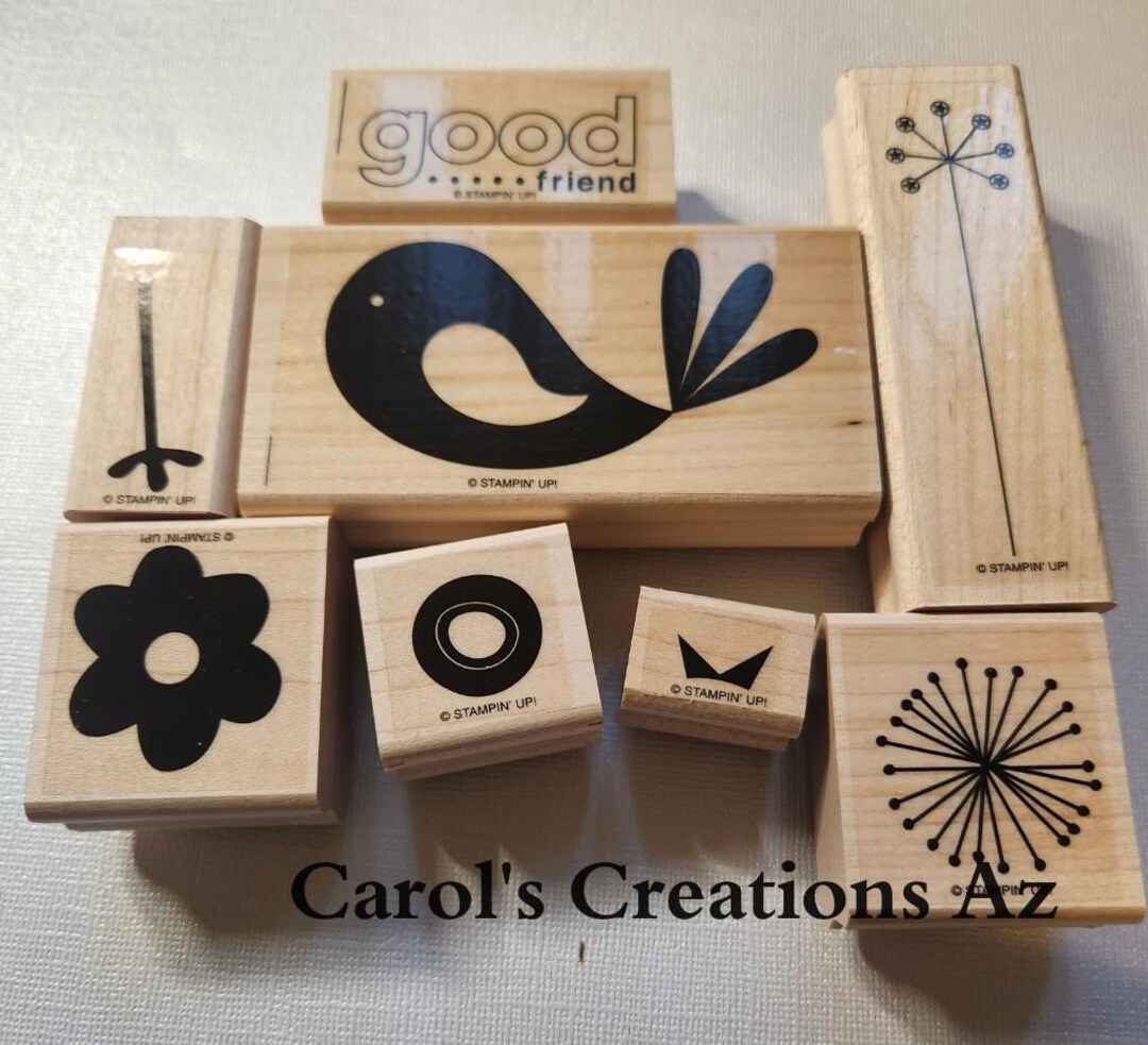 Stampin up Craft Stamp Set/ Good Friend / Set of 8 Wood Stamps / Craft ...