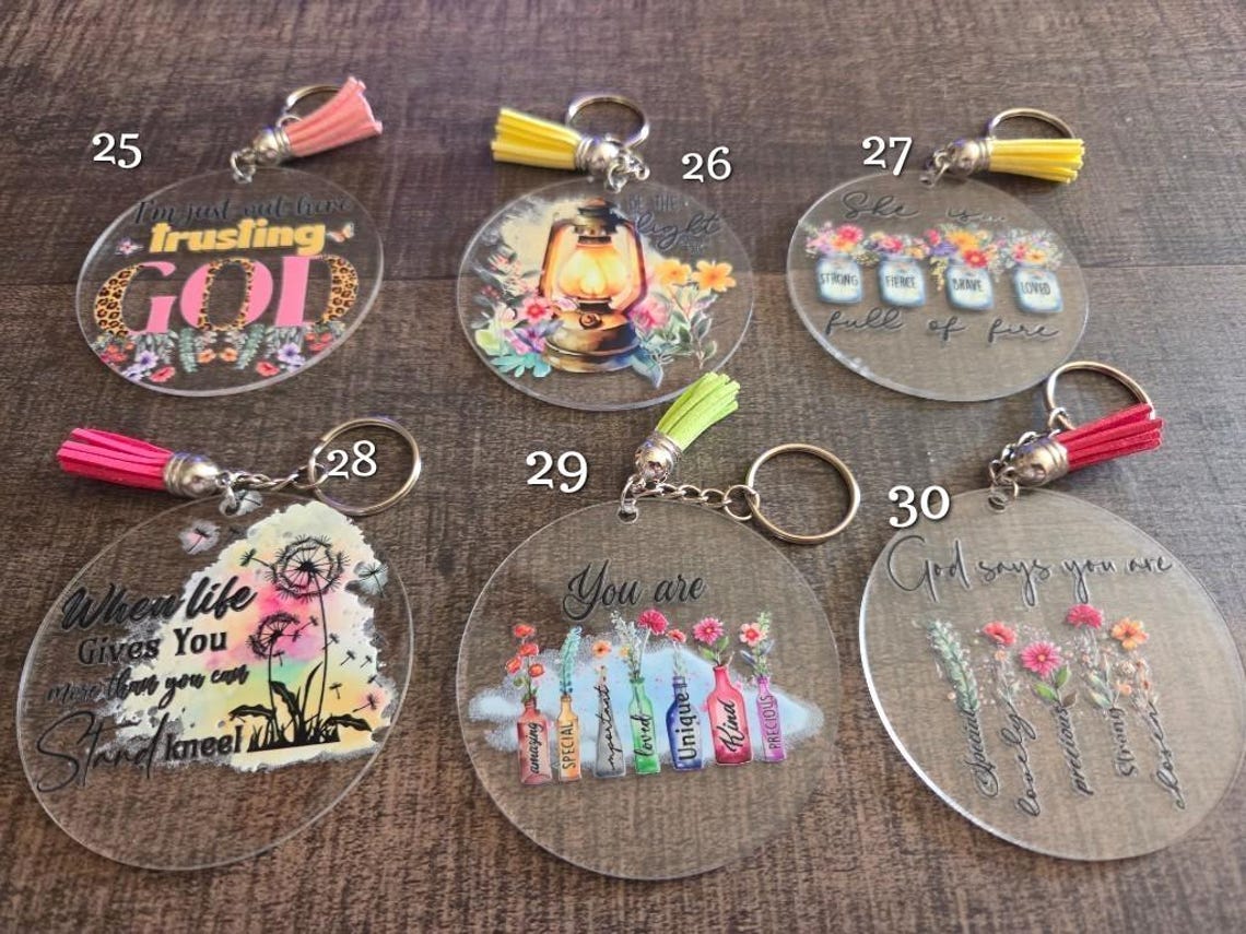 Large Christian Keychain With Tassel / Faith Keyring/ Bible Verse ...