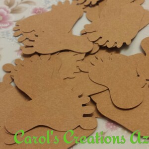 50 Baby Feet Die Cuts / Baby Shower Die Cuts / Kraft Paper Baby Feet ...