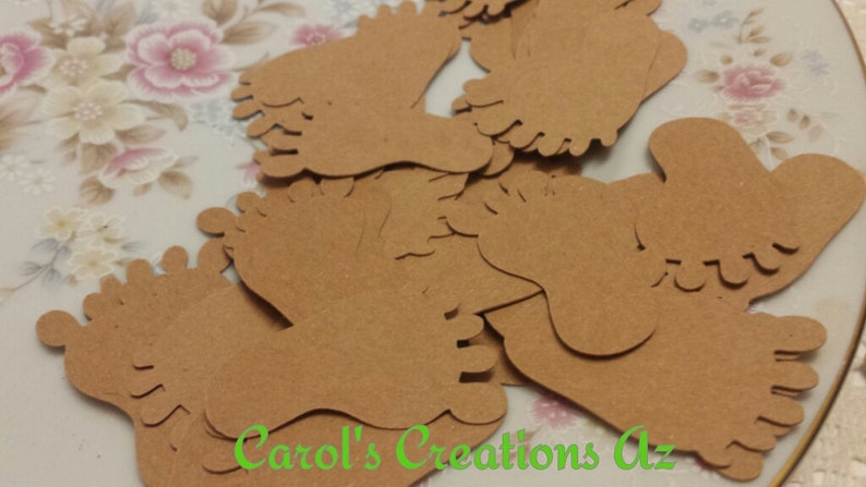 50 Baby Feet Die Cuts / Baby Shower Die Cuts / Kraft Paper Baby Feet ...