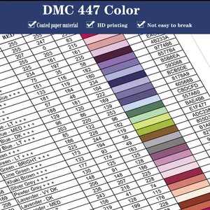 DMC Color Guide Booklet / 447 DMC Color Chart / Diamond Painting Color ...