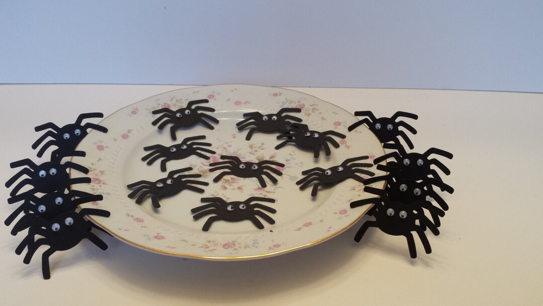 12 Black Spider Die Cuts Embellishments / Spider With Googly Eyes ...