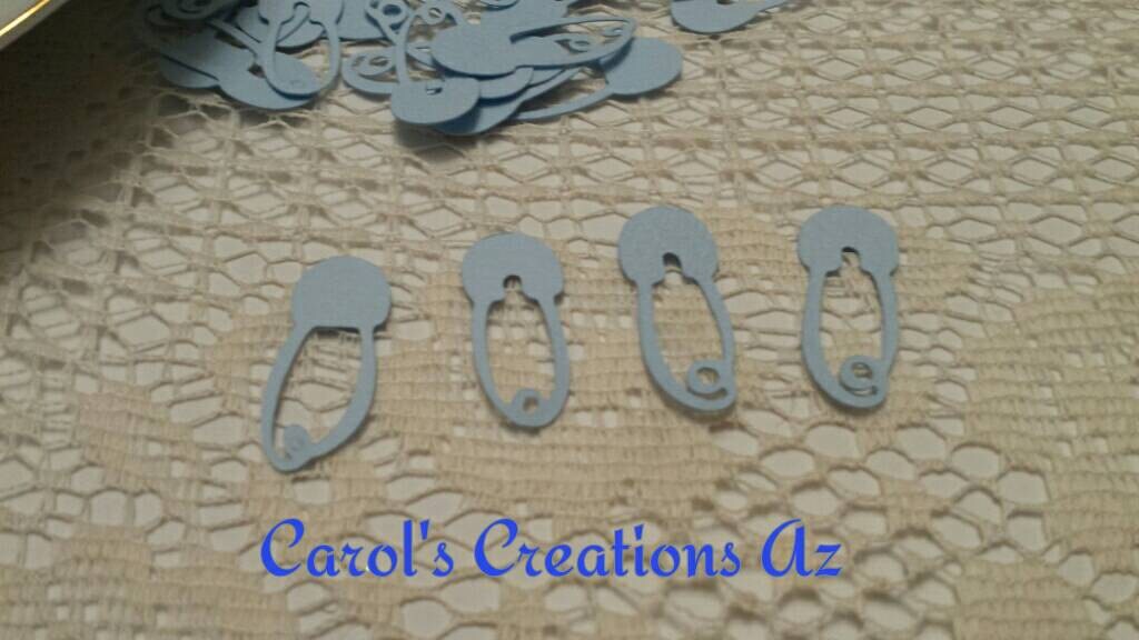 150 Baby Blue Safety Pins / Baby Shower Die Cuts / Baby Shower Confetti ...