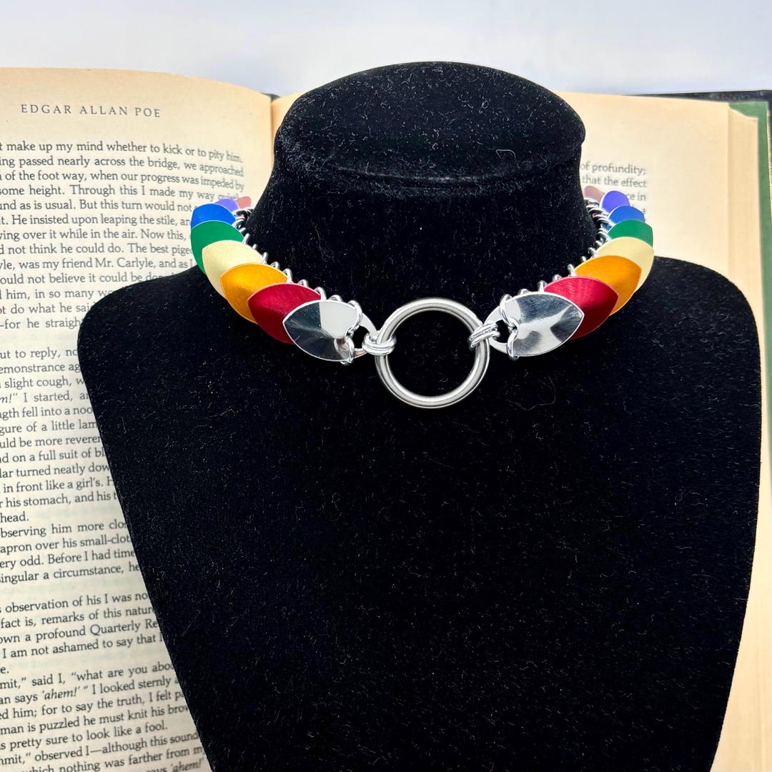 Scalemaille Choker With Rainbow Dragon Scales / Viking Chainmaille ...