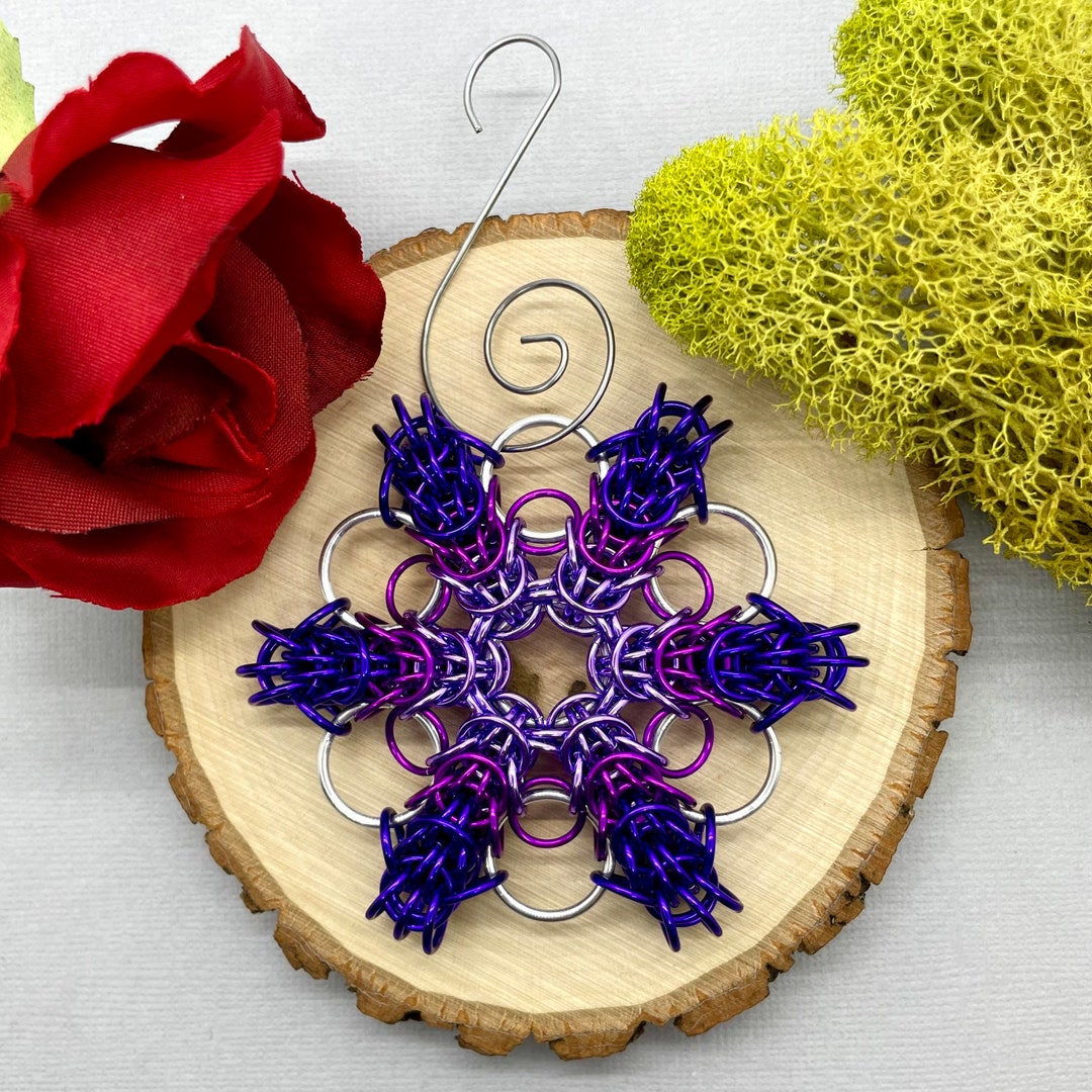 Purple Ombre Chainmaille Snowflake Ornament / Chainmail Christmas ...