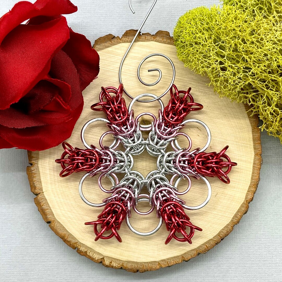 Pink Ombre Chainmaille Snowflake Ornament / Chainmail Christmas ...