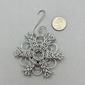 Silver Chainmaille Snowflake Ornament / Chainmail Christmas Ornament ...