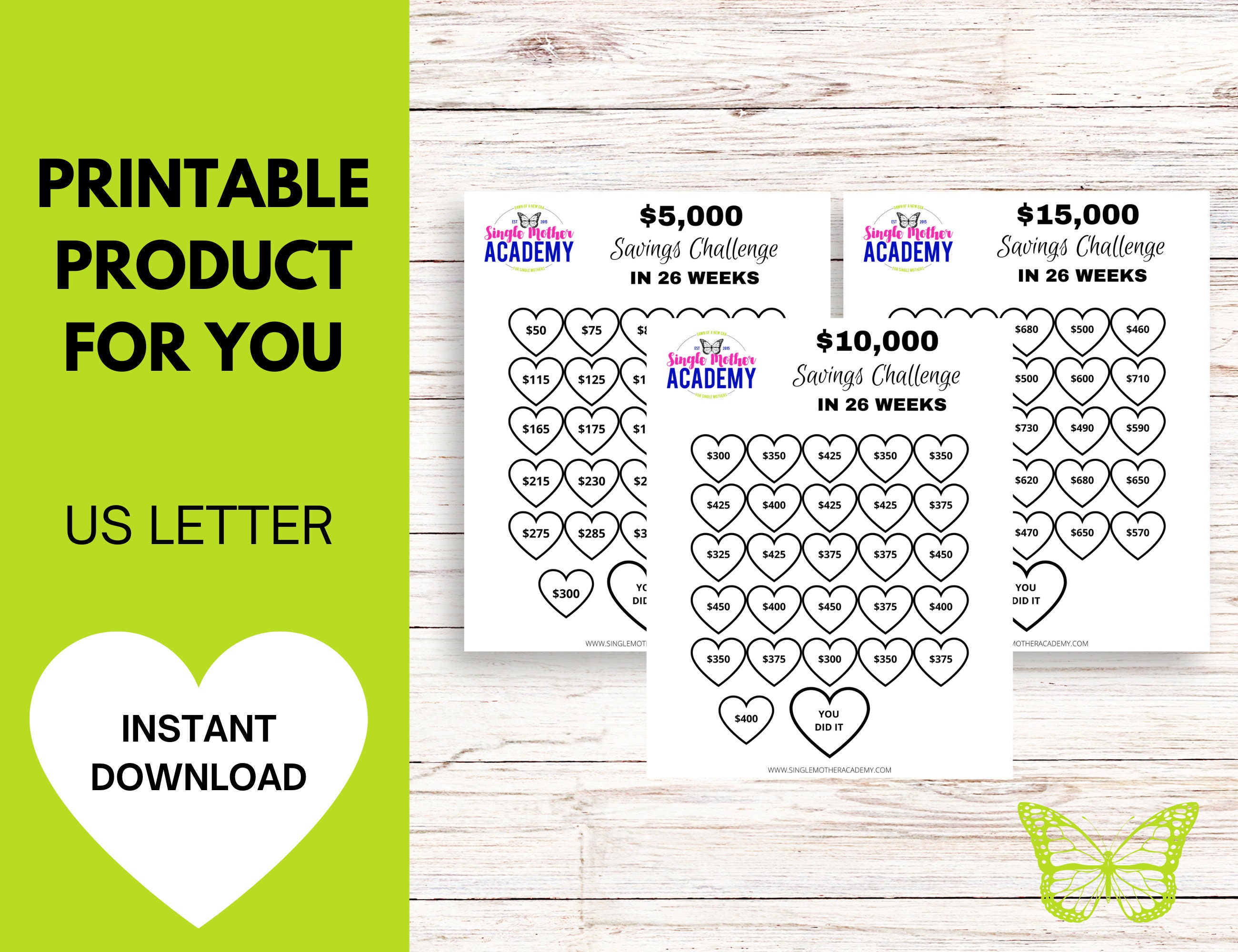 Single Mom Money Saving Challenge, Savings Tracker Printables, Savings ...