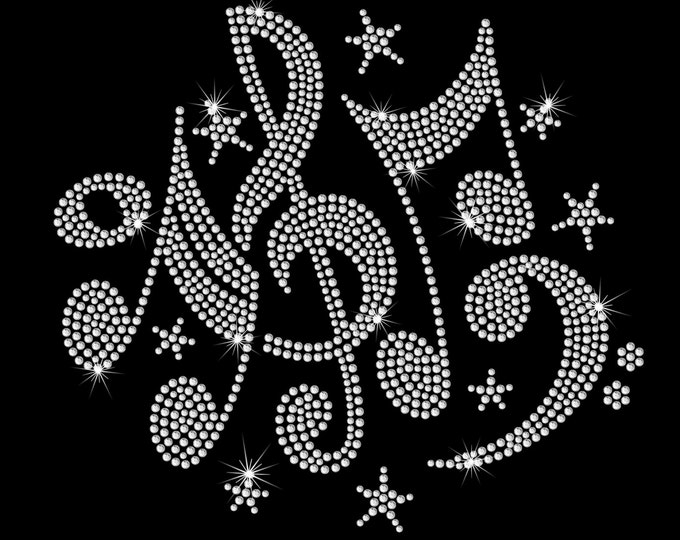 Music Notes Rhinestone Band Bling Iron on Heat Transfer - Etsy
