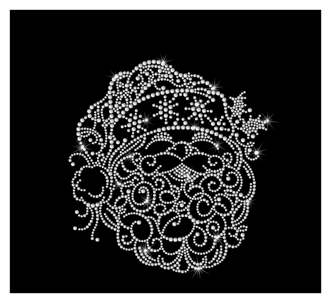 Large Rhinestone Santa Face With Beautiful Scrolls Iron on Hotfix ...