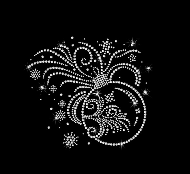 Ornament Scroll Sprays Iron on Hotfix Rhinestone Bling Holiday Heat ...