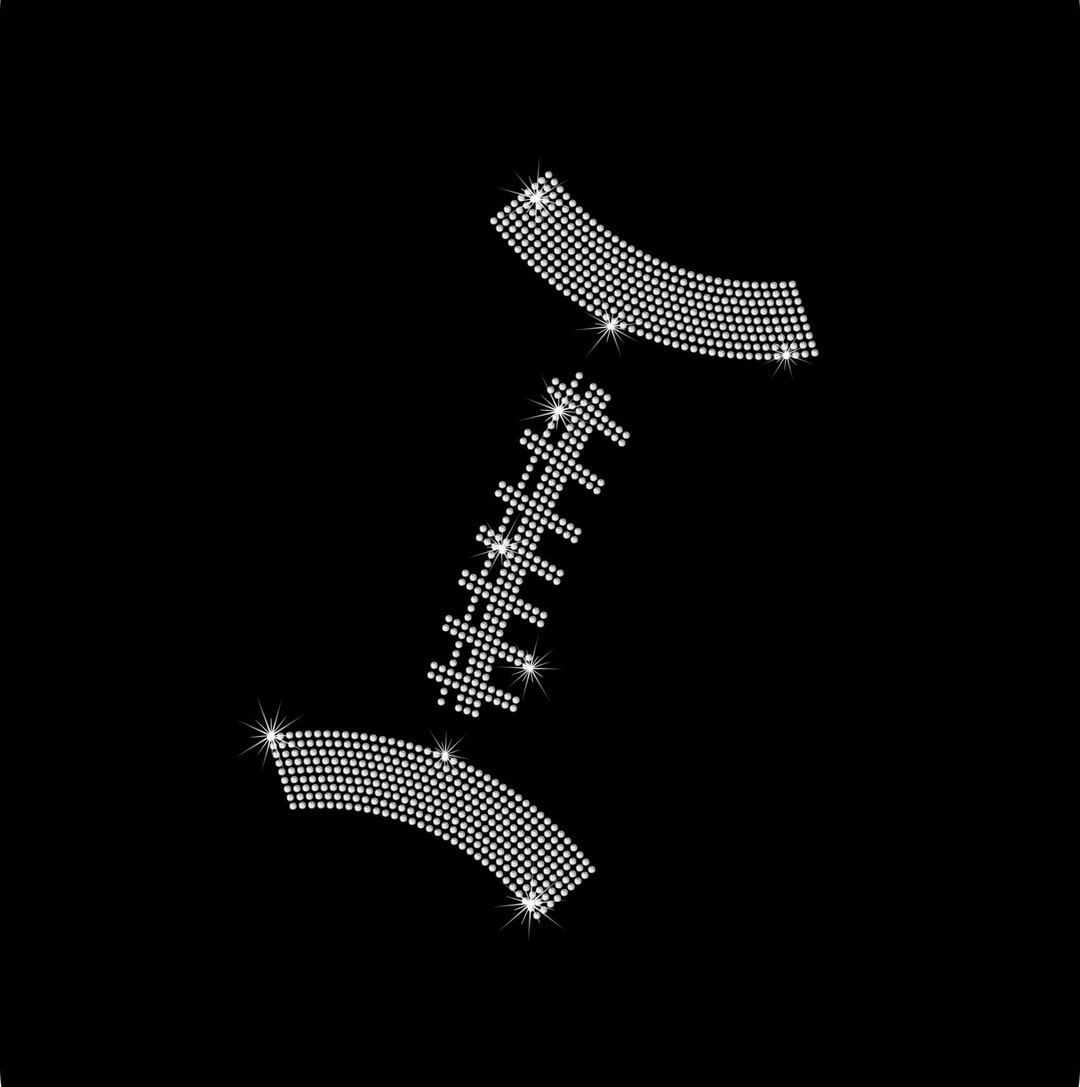 Football Laces Extra Large Iron on Hotfix Rhinestone Bling Heat Tshirt ...
