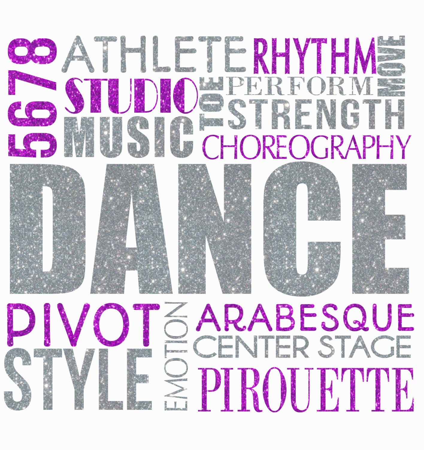 Custom Dance Words Terms Subway Art Phrases Team Name Glitter | Etsy