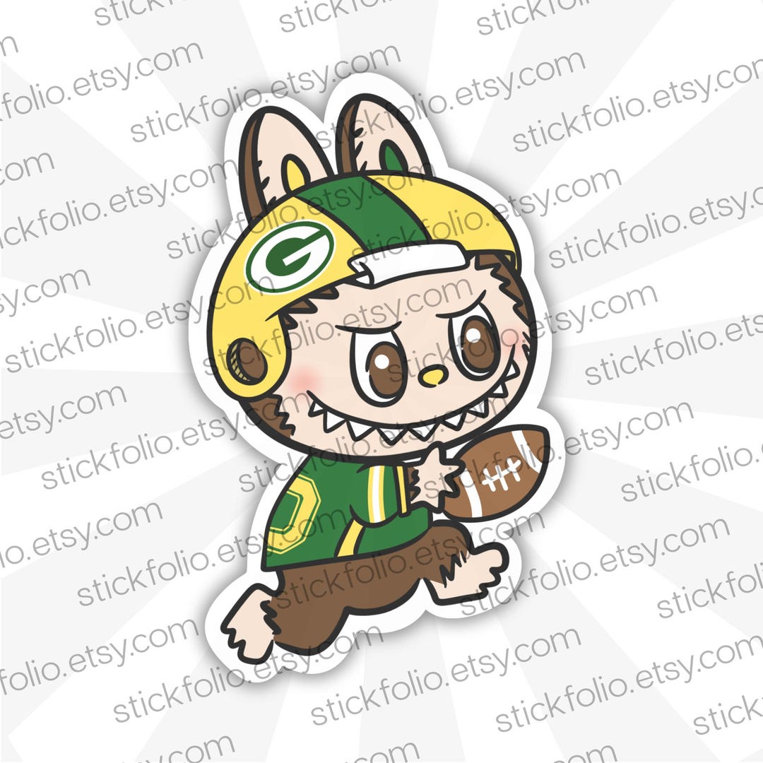 Green Bay Packers Labubu Sticker | Handmade Vinyl Sticker - Etsy