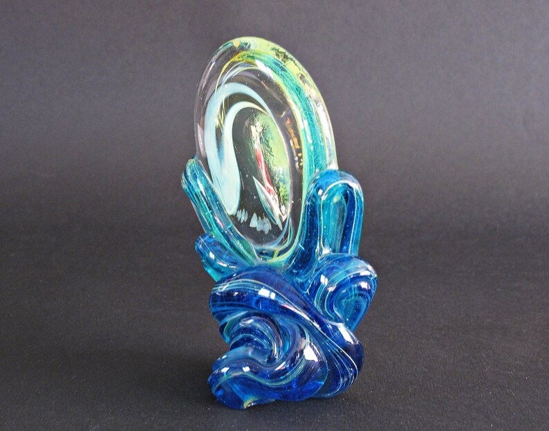 1970s Mdina Freeform Glass Sculpture in Mediterranean Blue , Free Form ...