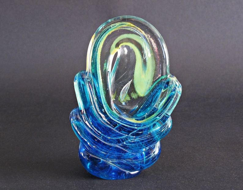 1970s Mdina Freeform Glass Sculpture in Mediterranean Blue , Free Form ...