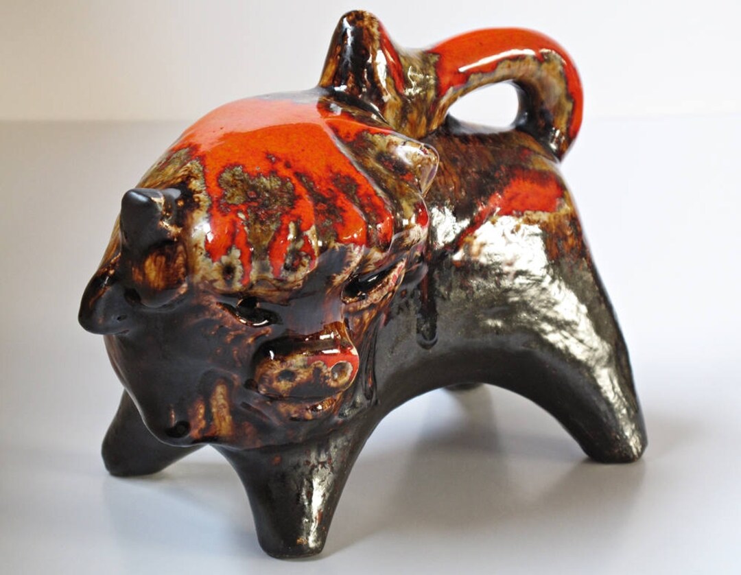 Large ERIC LEAPER Bull Large Studio Pottery Bull /drip Glaze - Etsy