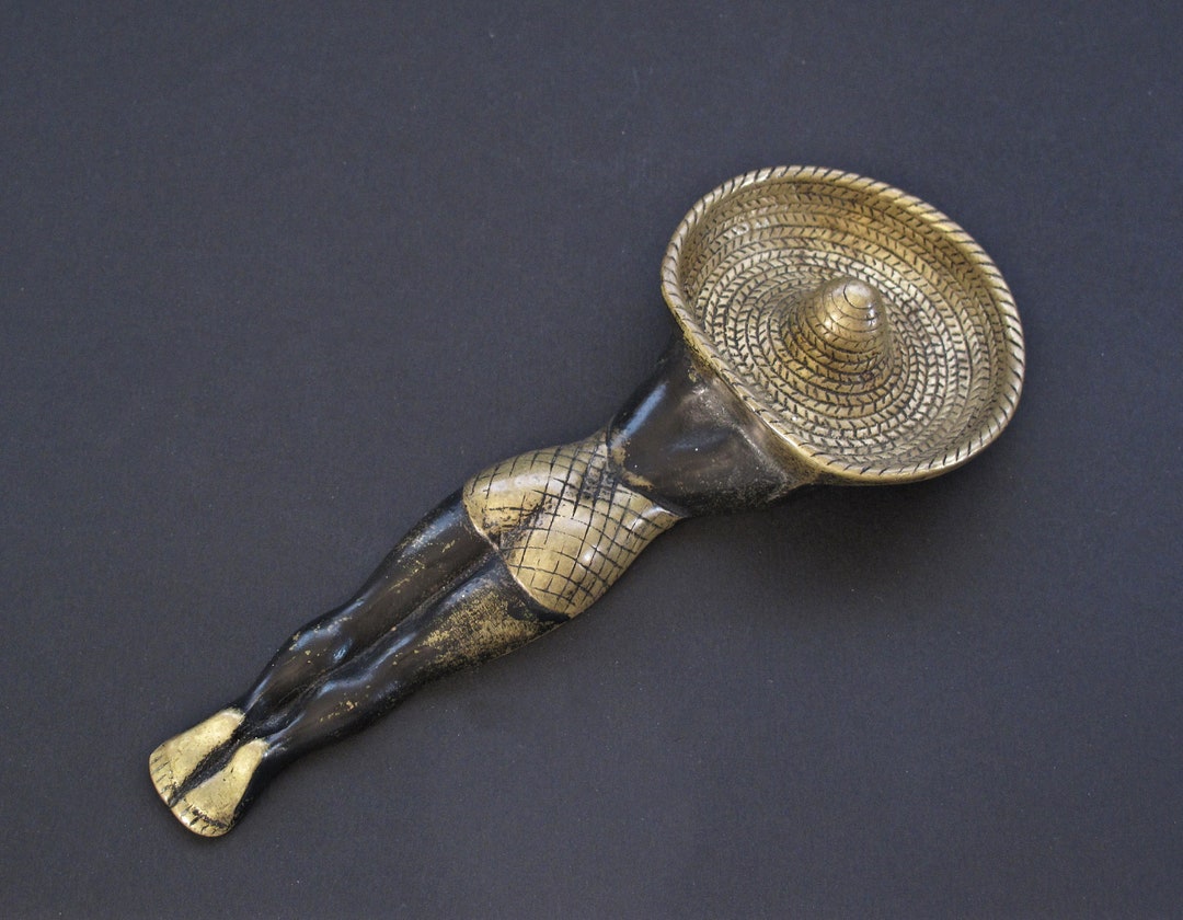 Brass Sunbathing Lady Ashtray - Sunbathing Lady With Sombrero Ashtray ...