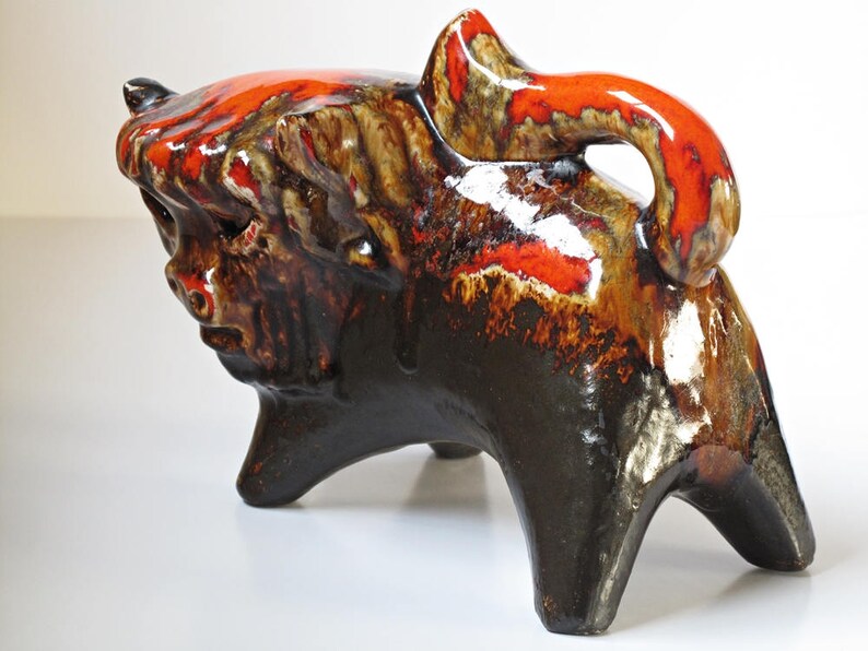 Large ERIC LEAPER Bull Large Studio Pottery Bull /Drip Glaze | Etsy