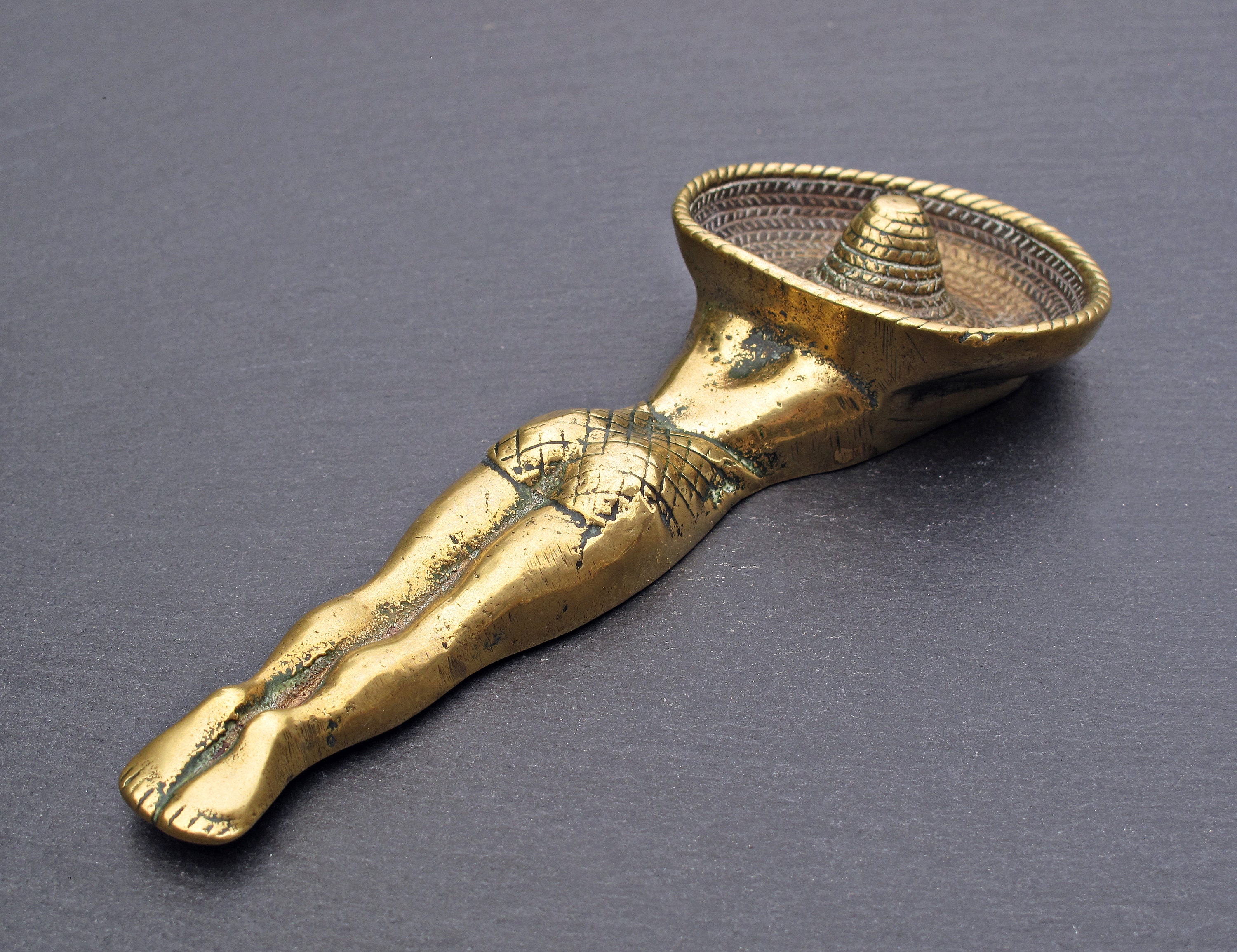 Brass Sunbathing Lady Ashtray - Sunbathing Lady With Sombrero Ashtray ...