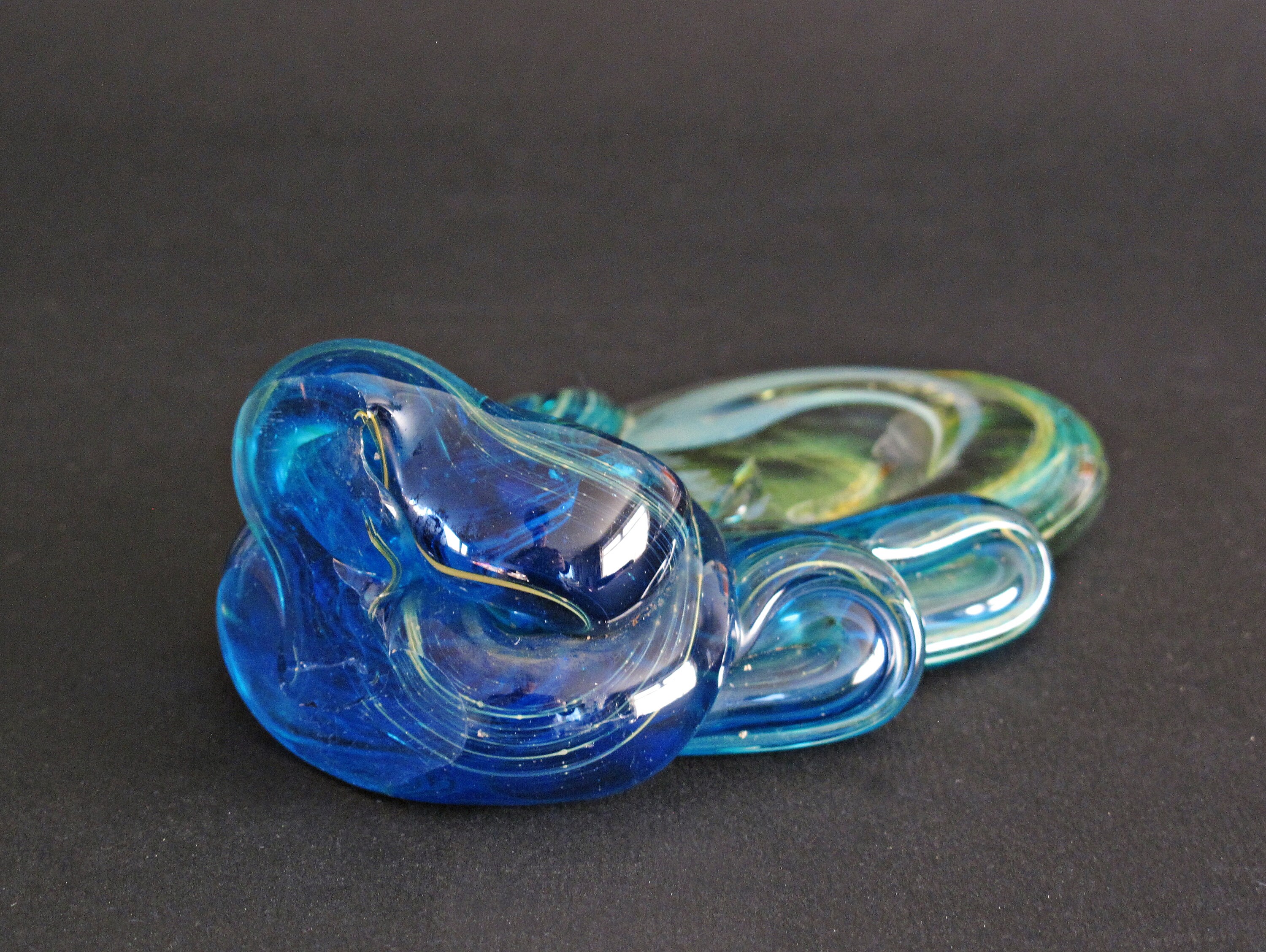 1970s Mdina Freeform Glass Sculpture in Mediterranean Blue , Free Form ...