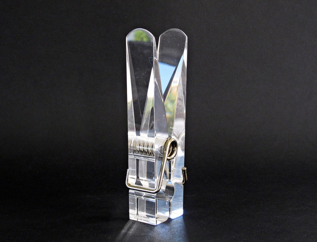 Oversized Lucite Peg Note Holder - Lucite Clothes Pin Paper Press - Etsy