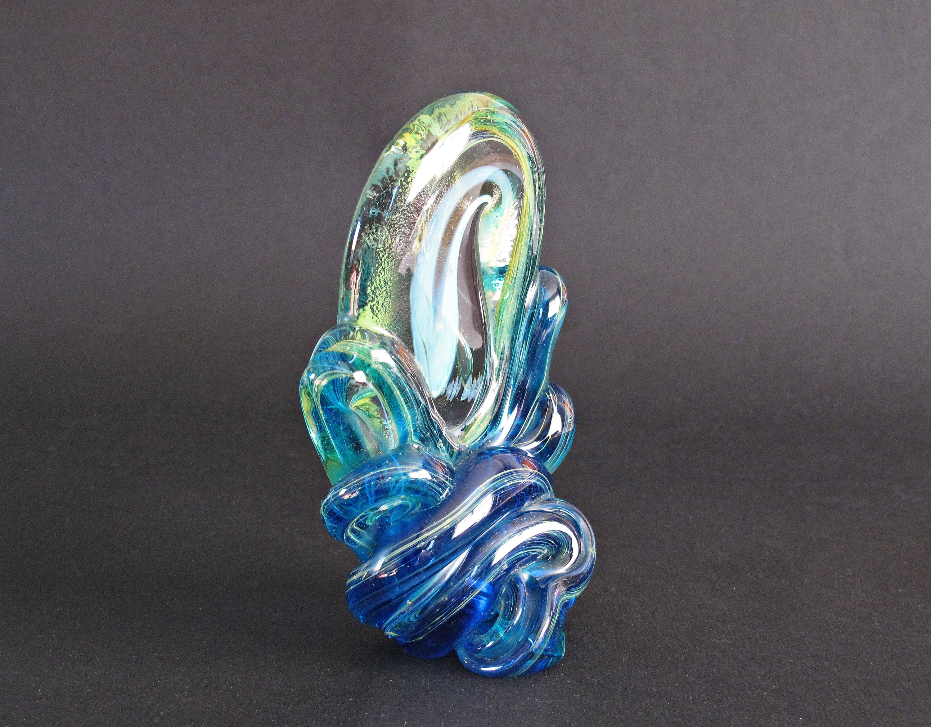 1970s Mdina Freeform Glass Sculpture in Mediterranean Blue , Free Form ...