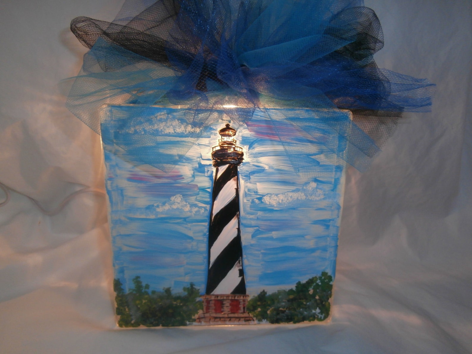 Origianal Hand Painted Cape Hatteras 8x8 Lighted Block. - Etsy