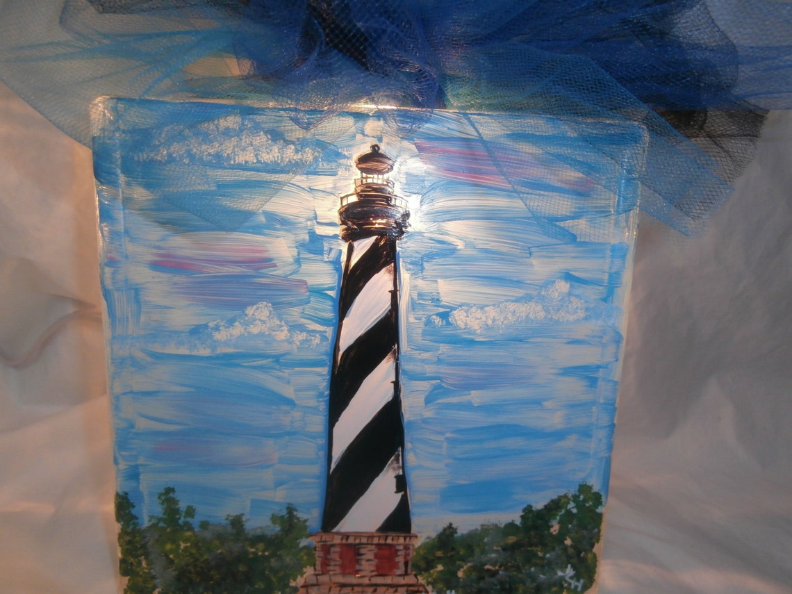 Origianal Hand Painted Cape Hatteras 8x8 Lighted Block. - Etsy