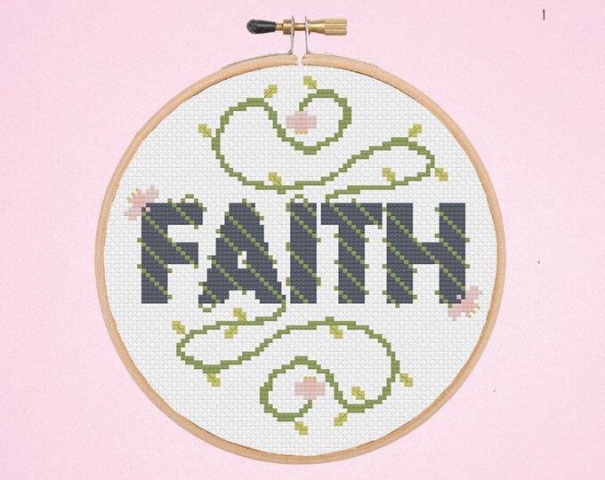 PDF FAITH | Cross Stitch Pattern Chart | DMC & Anchor Threads Listed ...