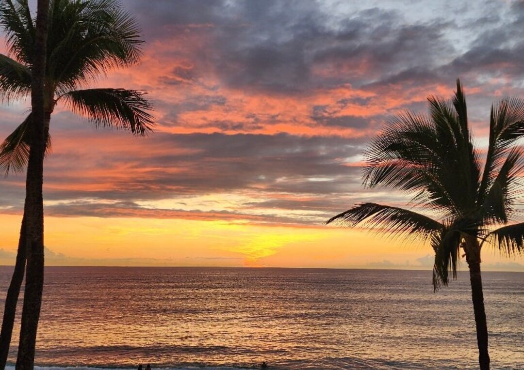 Sunset Over Papaoneone Beach - Etsy