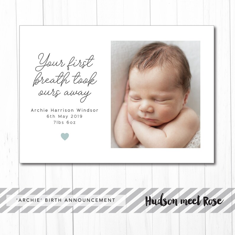 Printable the 'archie' Birth Announcement Baby - Etsy Australia