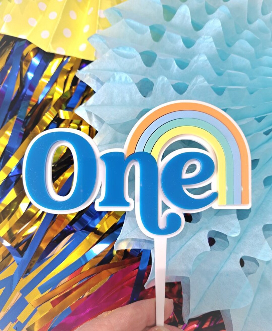 Number ONE - Rainbow Cake Topper - Etsy