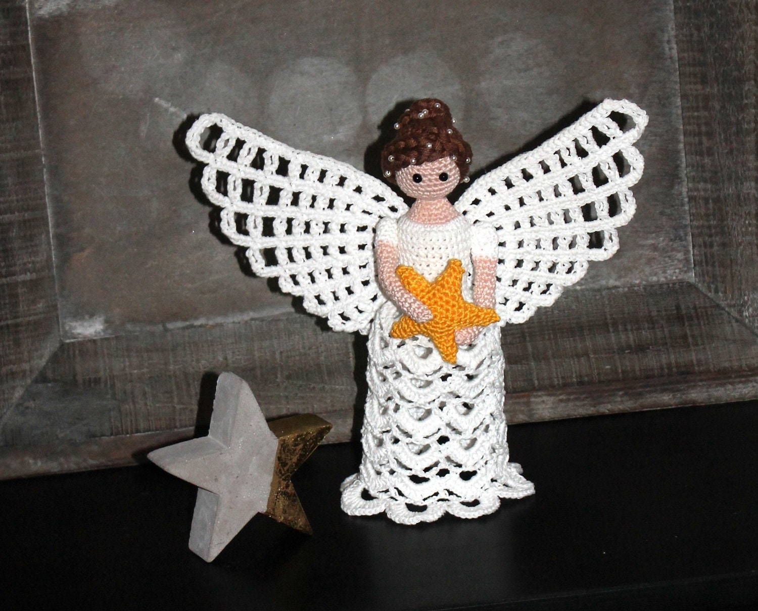 Xmas Angle With a Star Crochet Pattern English | Etsy