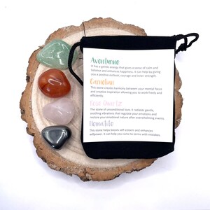 Confidence Gemstone Kit 4 Tumbled Stones With Info Card and Velvet Bag ...