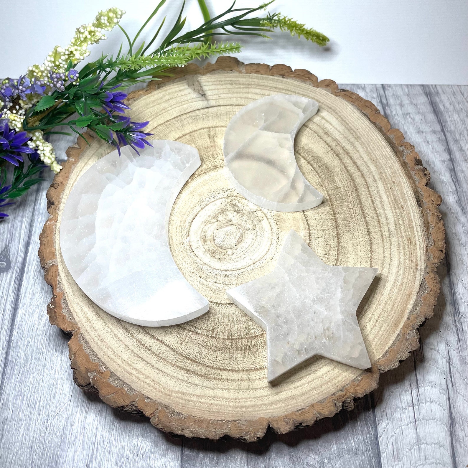 Selenite Moons and Star Plates Natural for Charging Crystals & Clarity ...