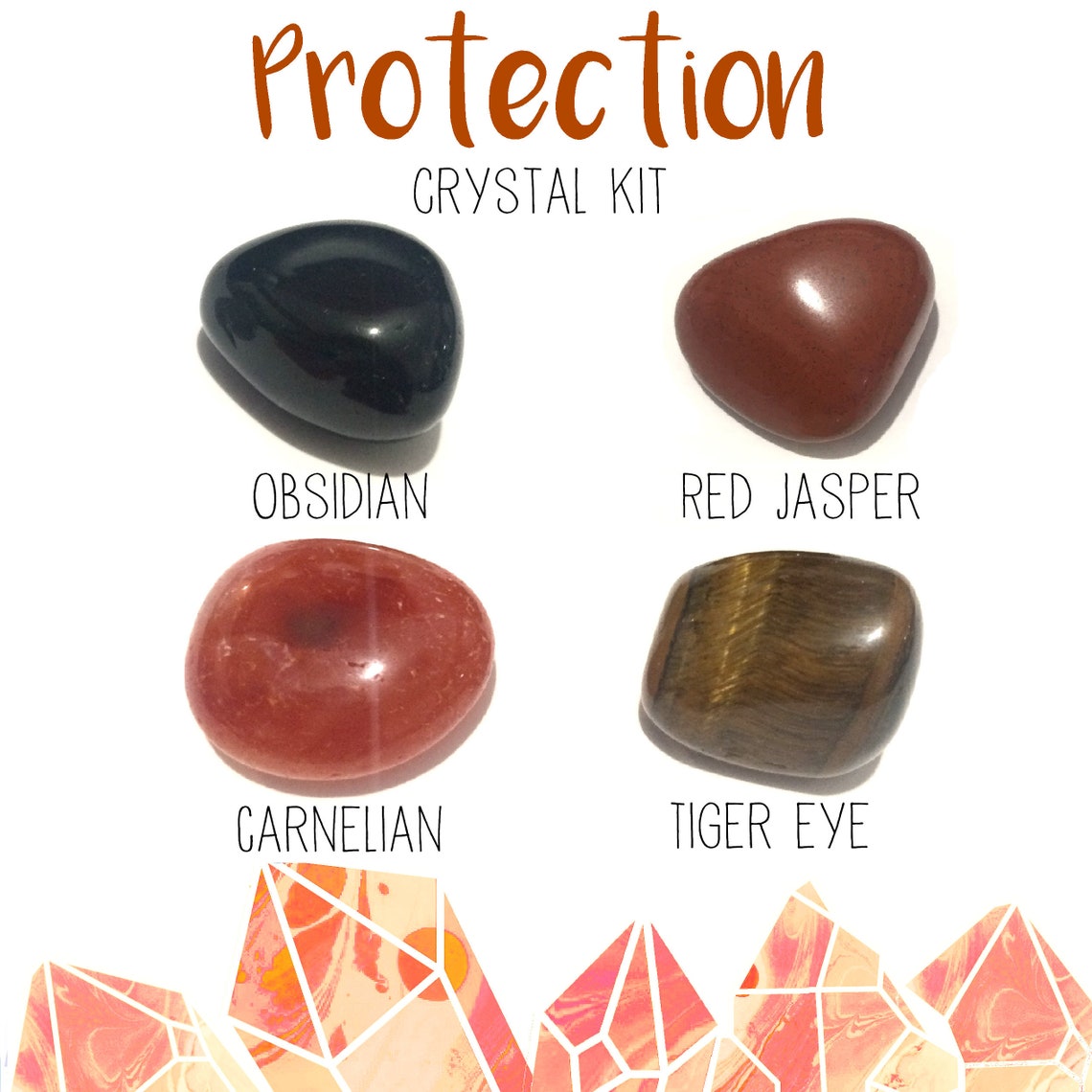 Protection Gemstone Kit 4 Tumbled Stones With Info Card and - Etsy UK