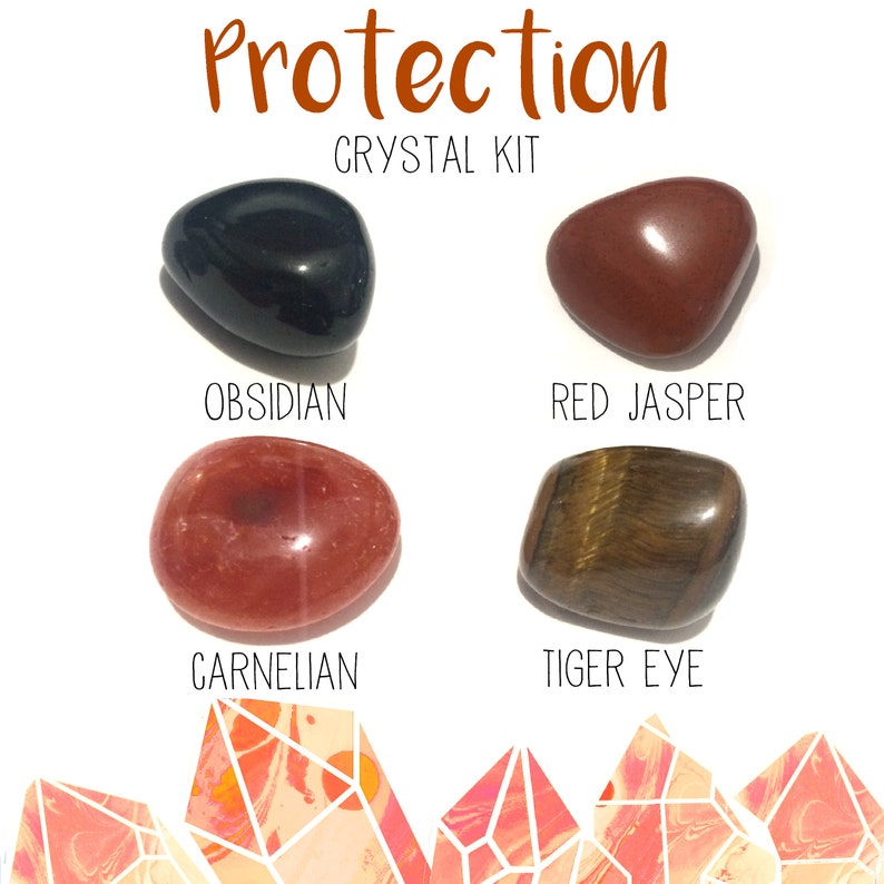 Protection Gemstone Kit 4 Tumbled Stones With Info Card and - Etsy UK