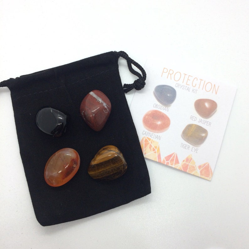 Protection Gemstone Kit 4 Tumbled Stones With Info Card and - Etsy UK