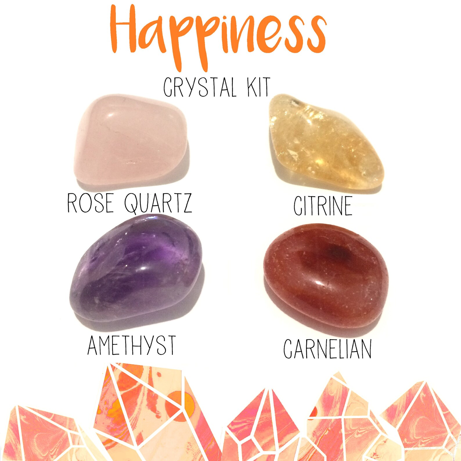 Happiness Gemstone Kit 4 Tumbled Stones with Info Card and | Etsy