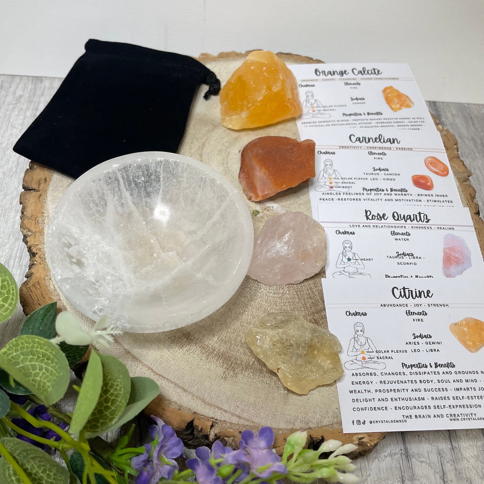 Little Box of Happiness Charging Kit - Selenite Bowl or Plate & Raw ...