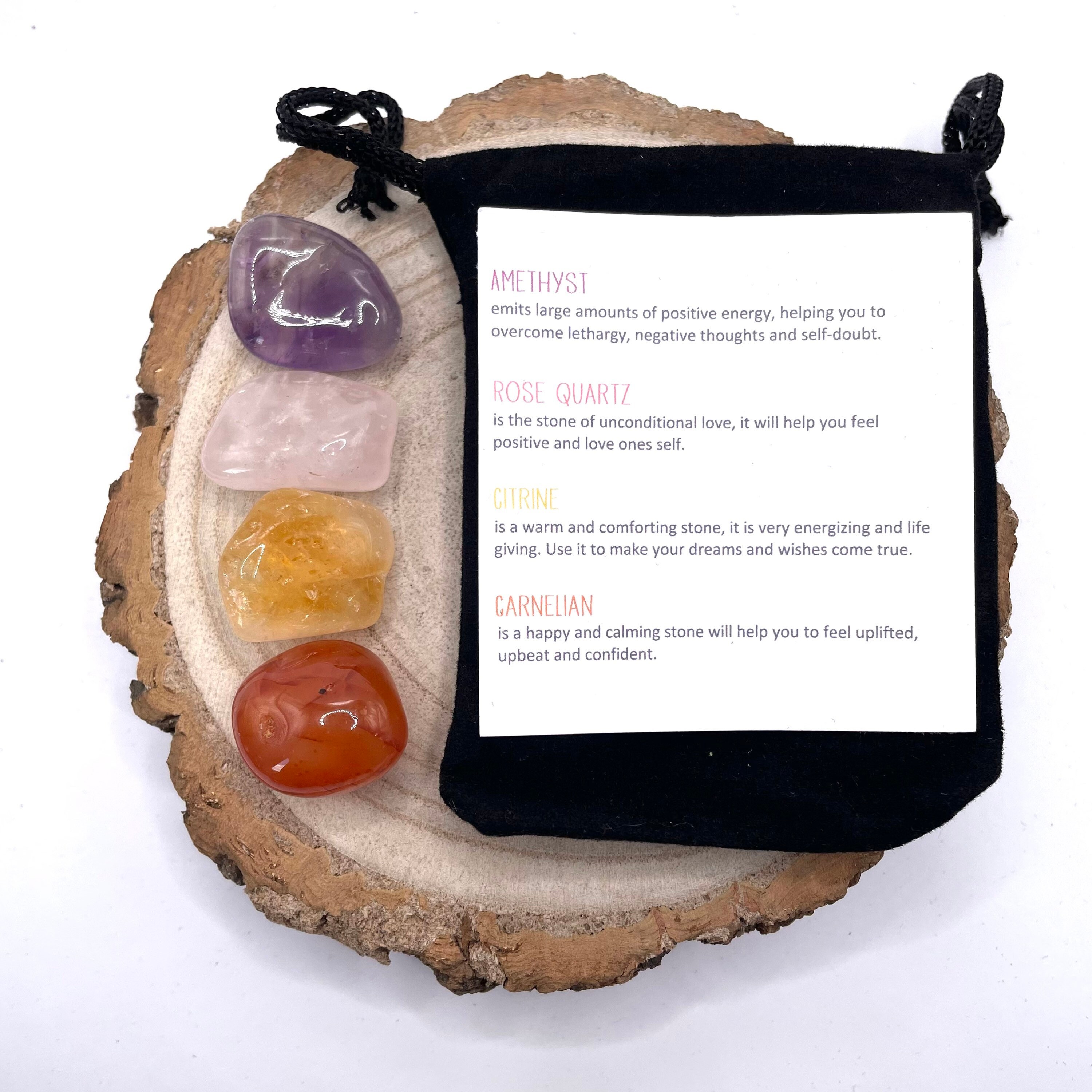 Happiness Gemstone Kit 4 Tumbled Stones With Info Card and - Etsy UK