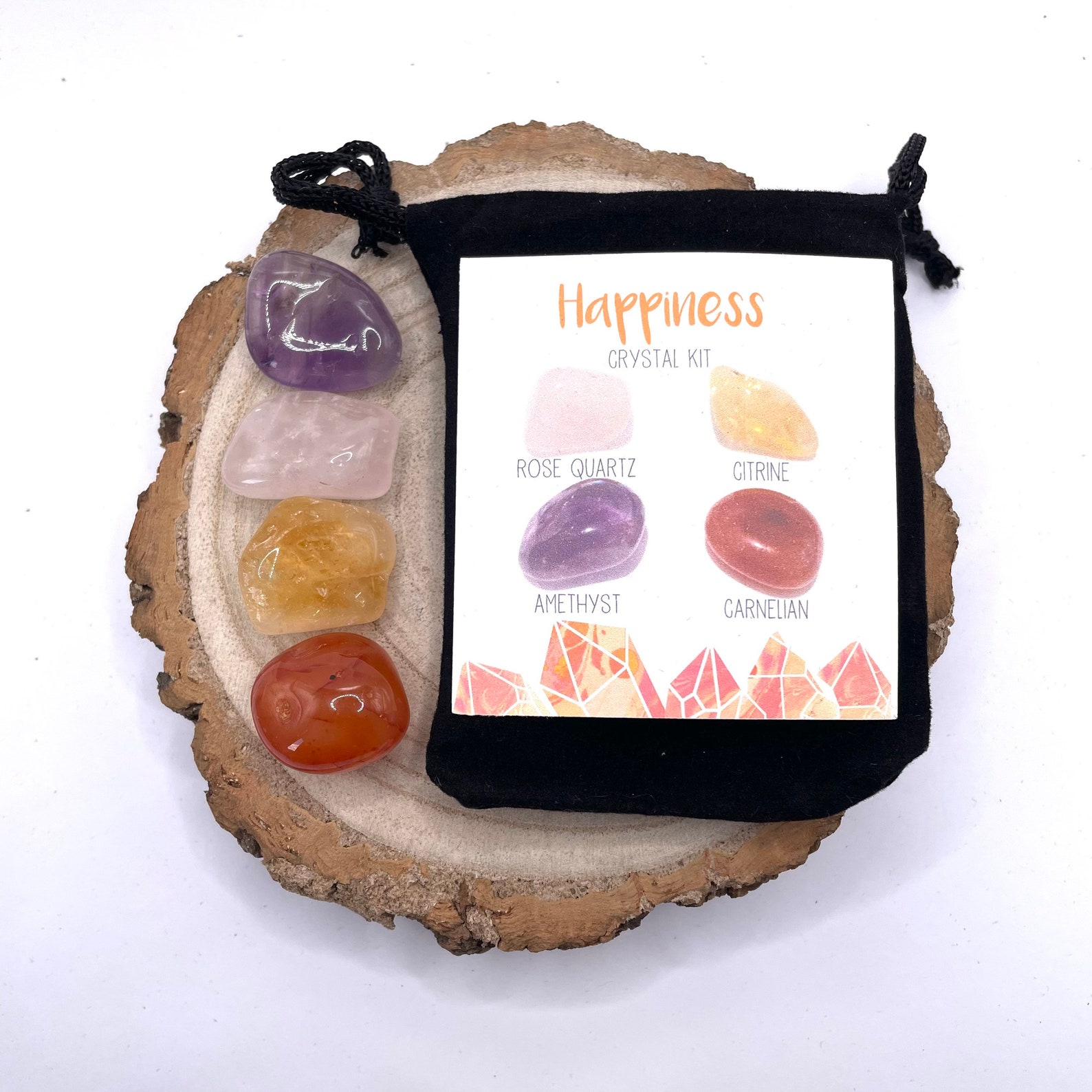 Happiness Gemstone Kit 4 Tumbled Stones With Info Card and - Etsy UK