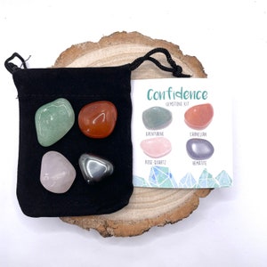 Confidence Gemstone Kit 4 Tumbled Stones With Info Card and Velvet Bag ...