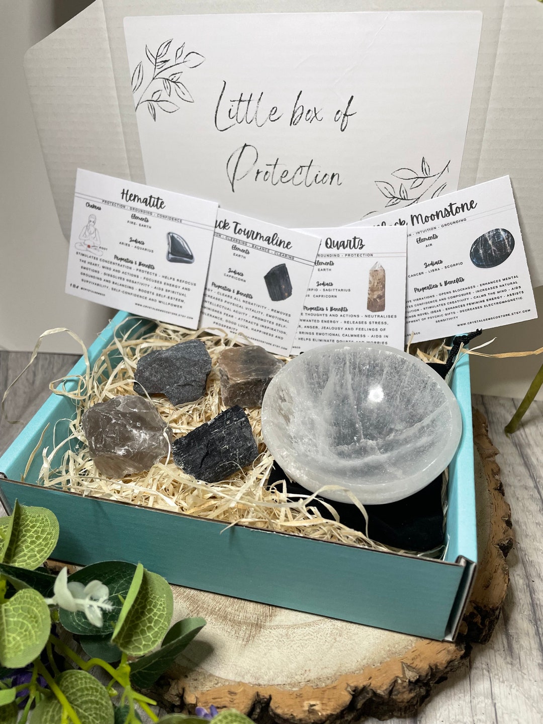 Little Box of Protection Charging Kit - Selenite Bowl or Plate & Raw ...