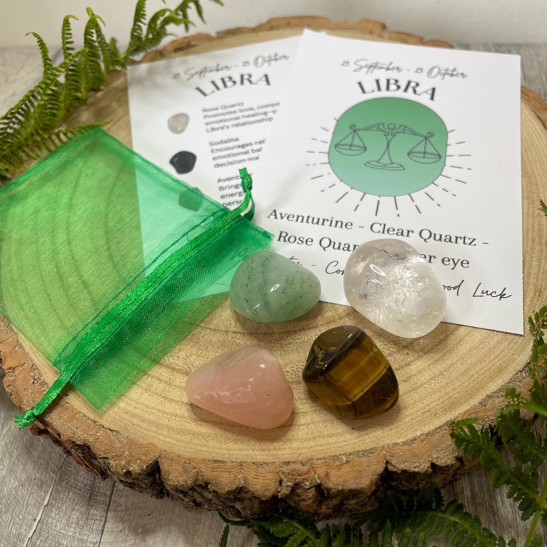 Libra Birthstone Gemstone Kit 23 September - 22 October 4 Tumbled Stones With Info Card and ...