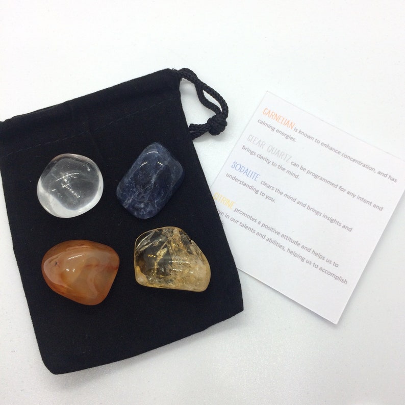 Study Gemstone Kit 4 Tumbled Stones with Info Card and | Etsy