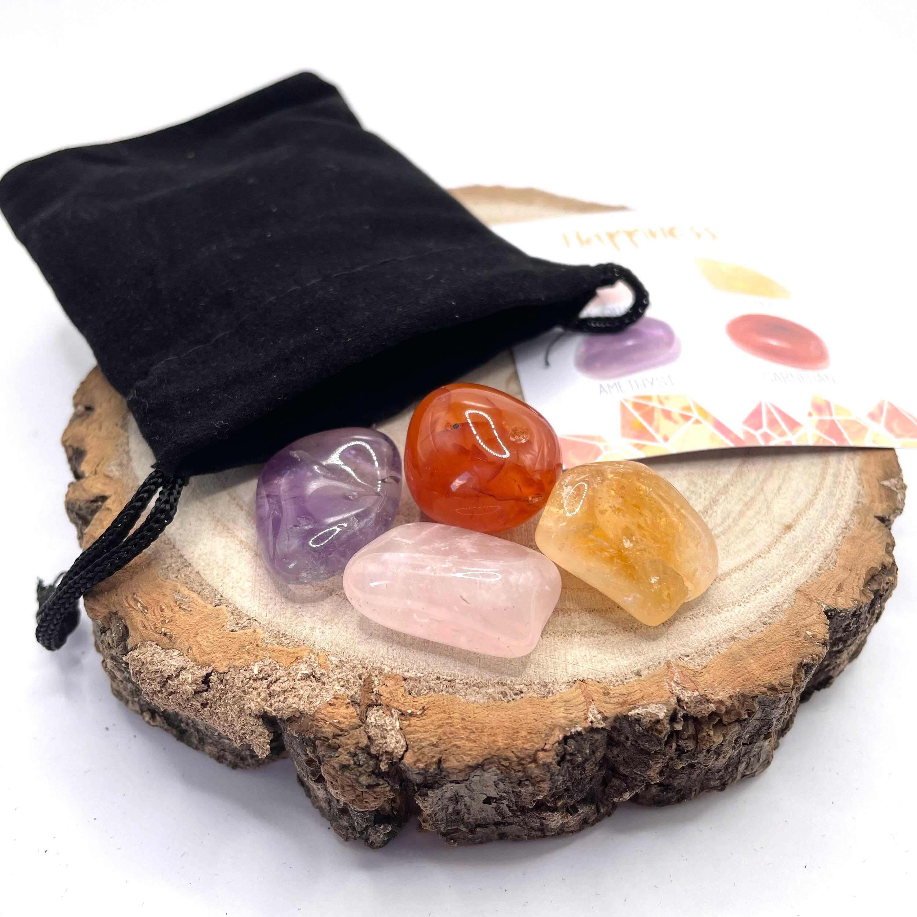 Happiness Gemstone Kit 4 Tumbled Stones With Info Card and - Etsy UK
