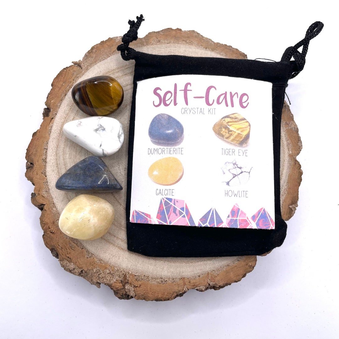 Self-care Gemstone Kit 4 Tumbled Stones With Info Card and Velvet Bag ...