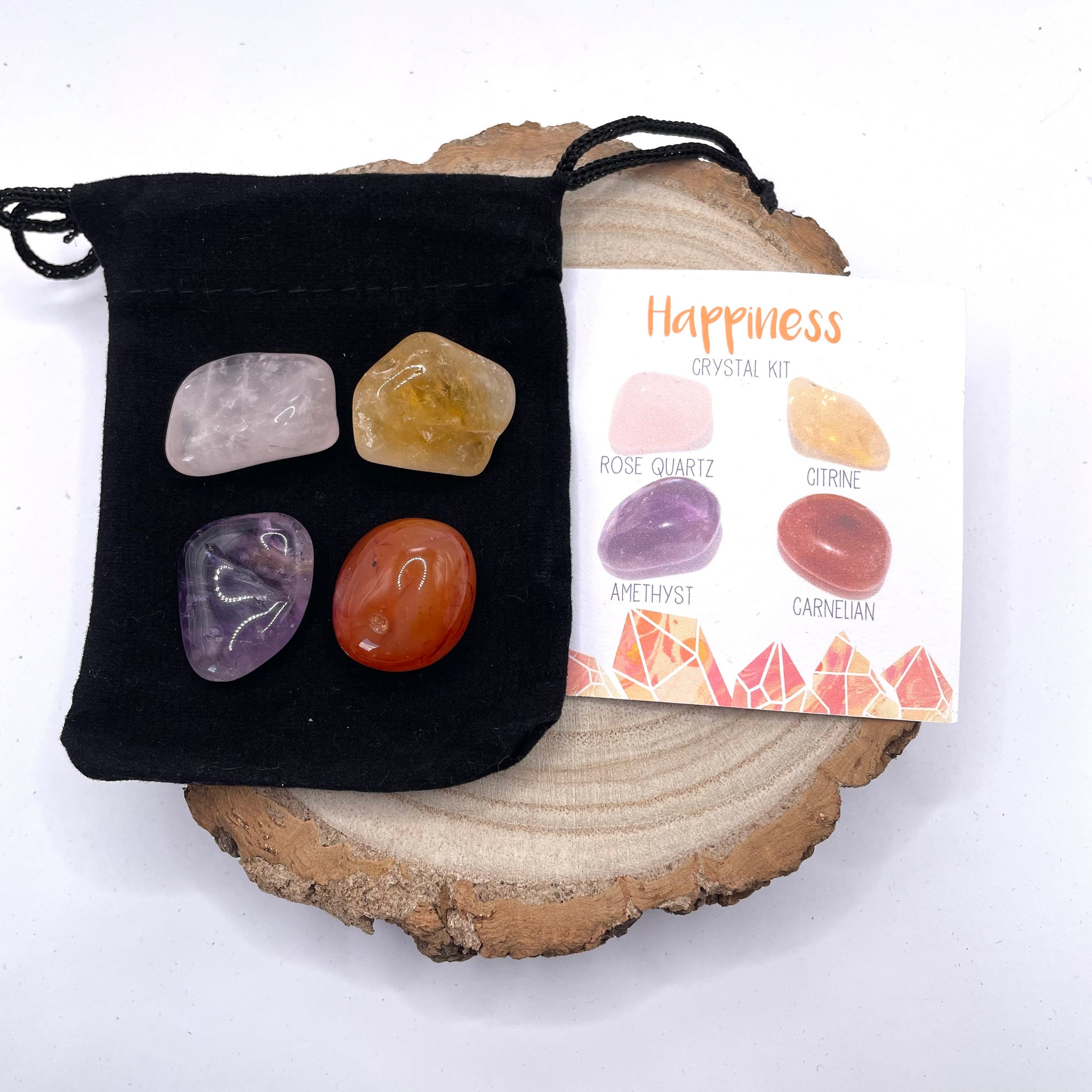 Happiness Gemstone Kit 4 Tumbled Stones With Info Card and - Etsy UK